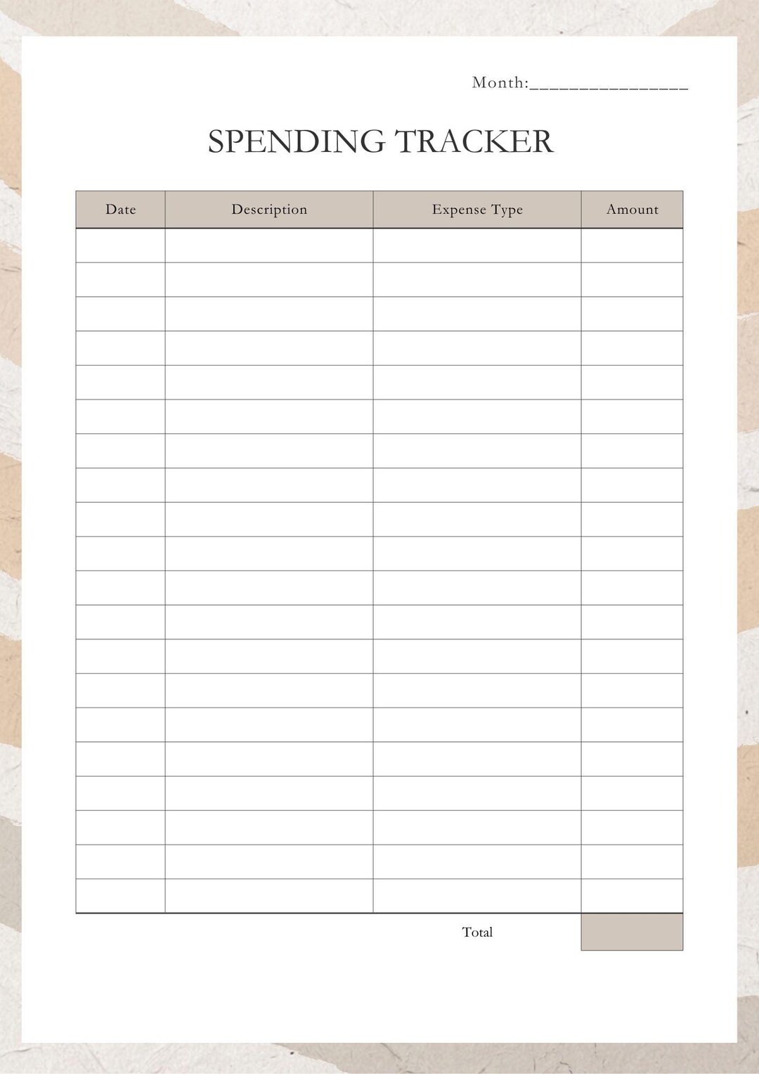 Spending Tracker Printable | Expense Tracker Digital Download | Budget ...