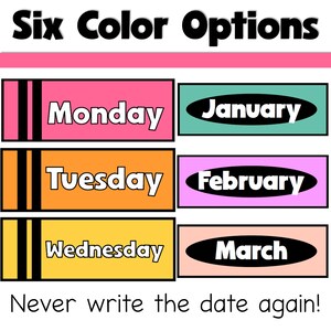 Shine Bright Classroom Decor: Crayon Flip Calendar | Editable | Date ...