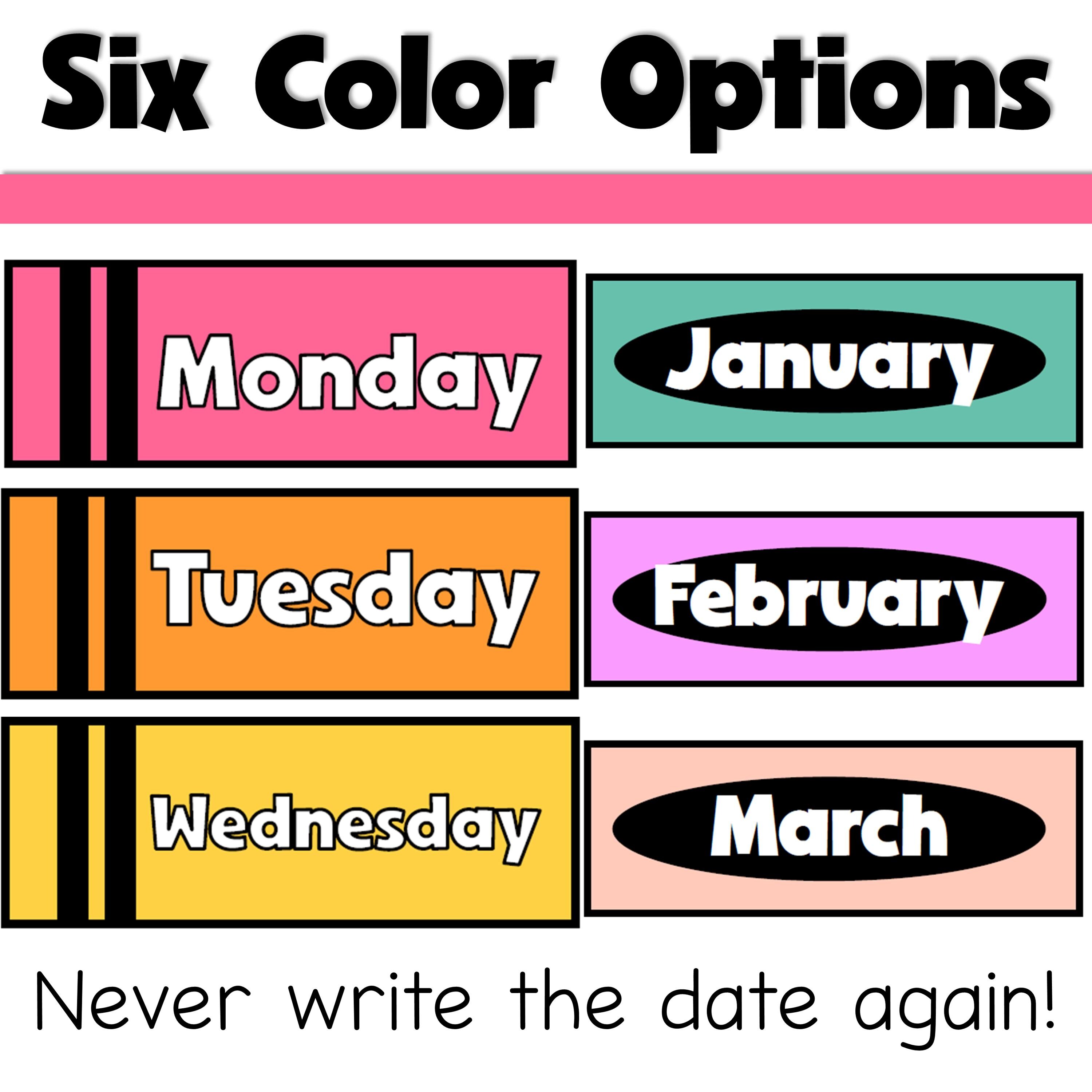 Shine Bright Classroom Decor: Crayon Flip Calendar | Editable | Date ...