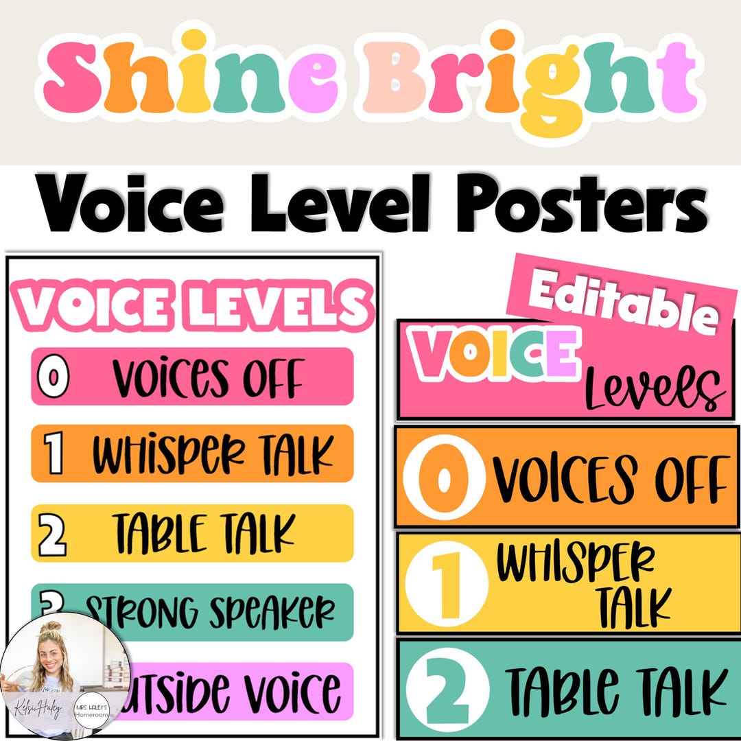 Voice Level Posters Shine Bright Classroom Decor Editable Voice Charts ...