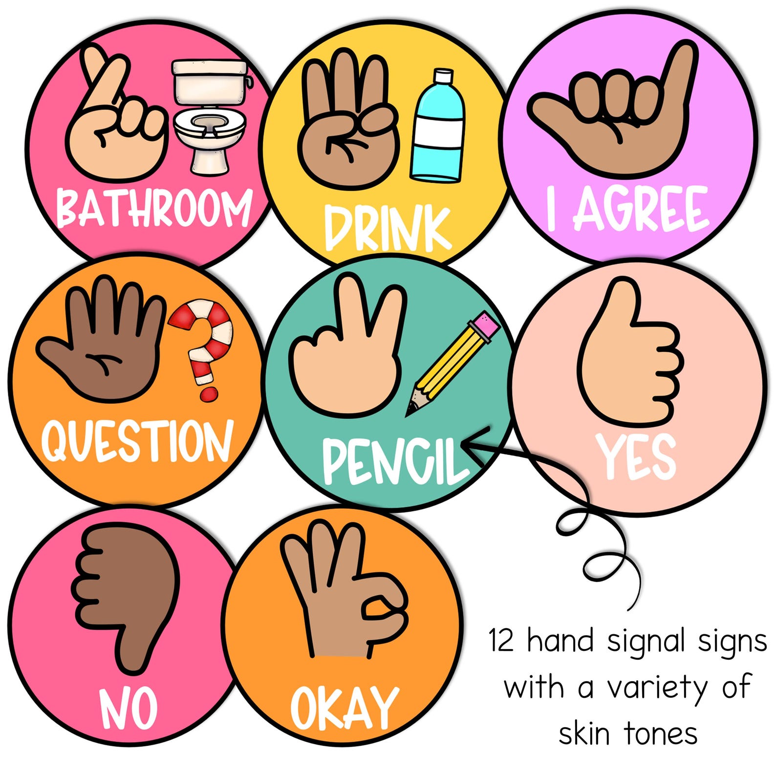 Hand Signals Posters | Shine Bright Classroom Decor | EDITABLE Diverse ...