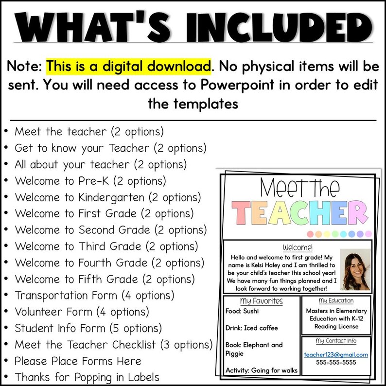 Editable Meet the Teacher Templates Student Forms Back to School Bright ...