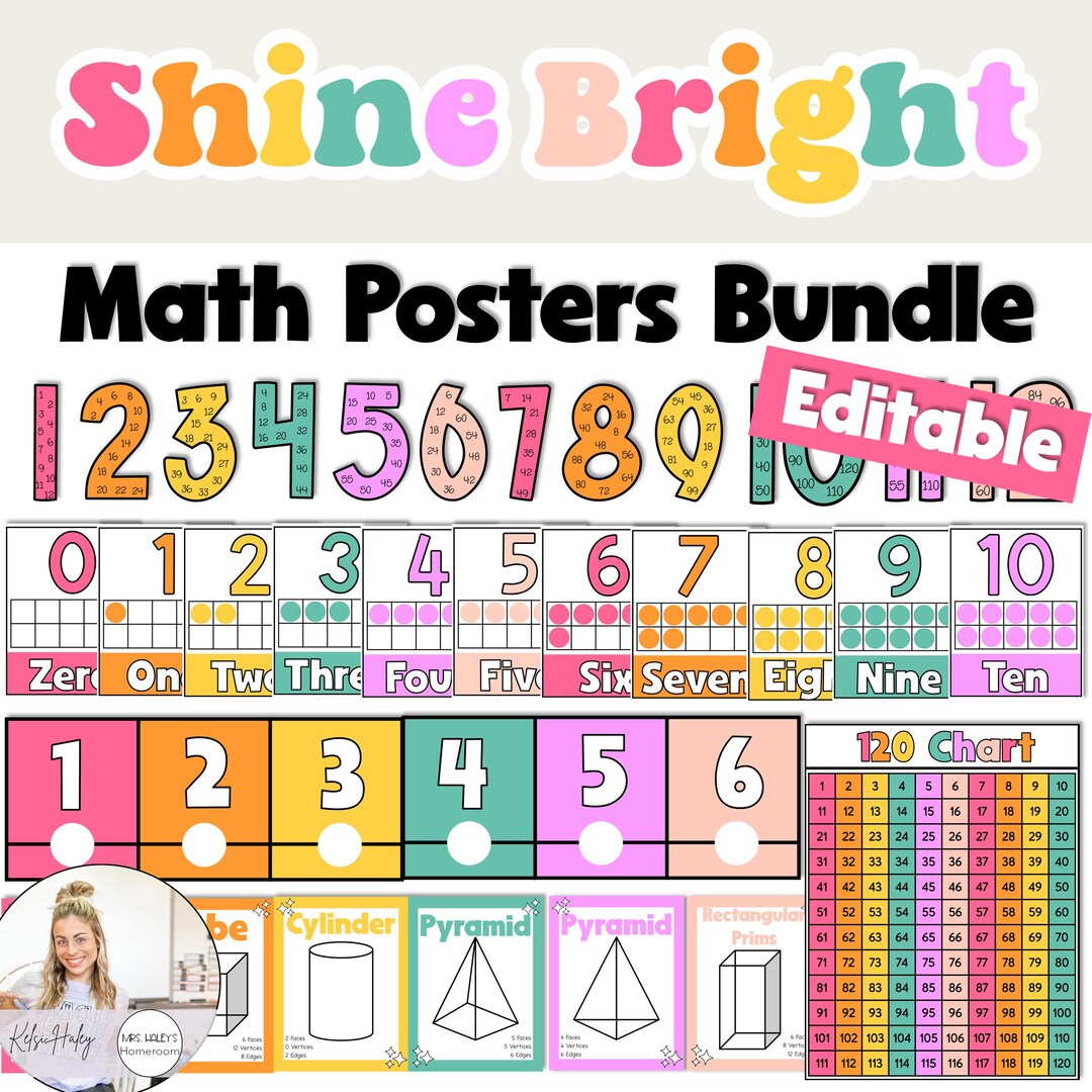 Math Poster BUNDLE Shine Bright Classroom Decor Math Anchor Charts - Etsy