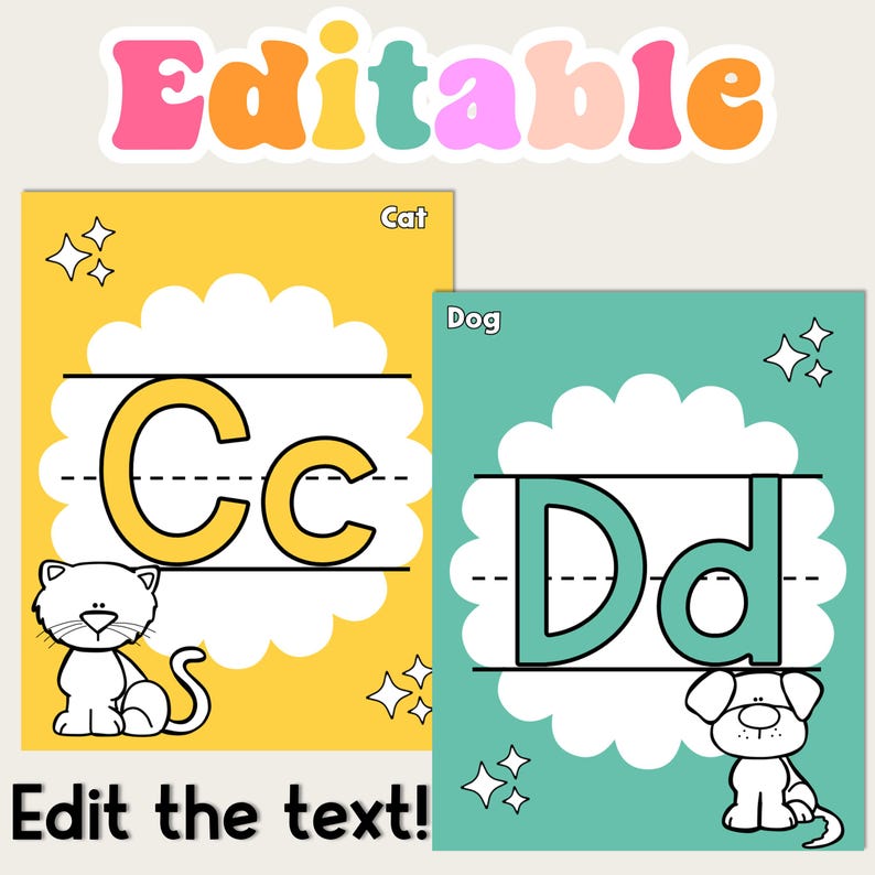 ABC Posters Decor Shine Bright Classroom Alphabet Display Decoration ...