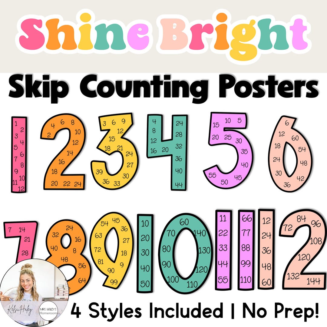 Skip Counting | Multiples Large Number Display | Shine Bright | Numbers ...