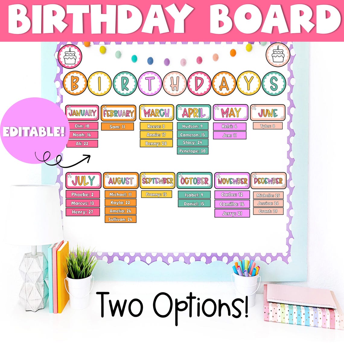 Birthday Display Bulletin Board Chart | Shine Bright Classroom Decor ...