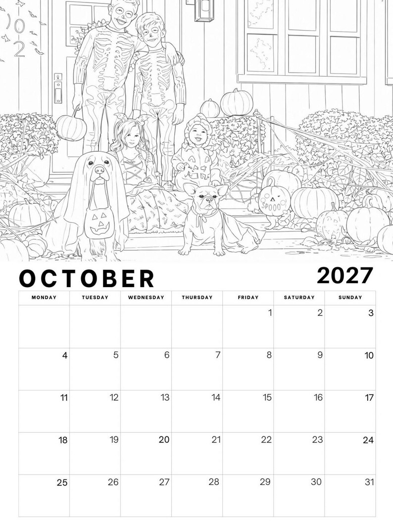 Personalised Colouring 2027 Calendar From Your Photos - Etsy