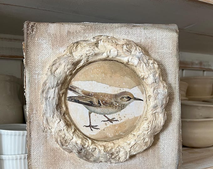 Bird Art, Original, Canvas Wood, Artist Signed, 9”x9” Jeanne D Arc ...