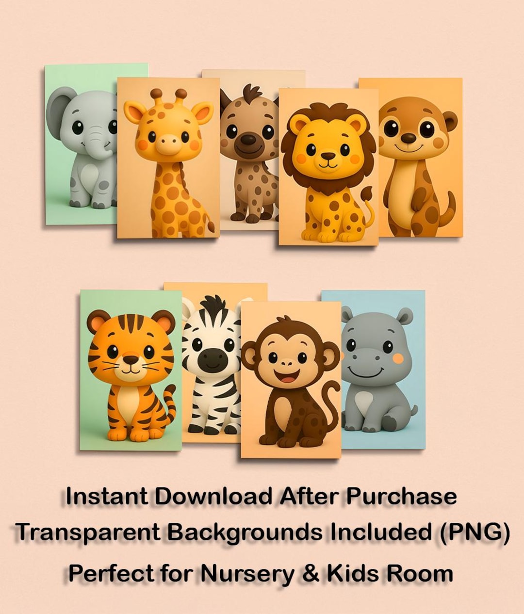 Animal Wall Art Set | 9 Printable Nursery Decor | Digital Download - Etsy