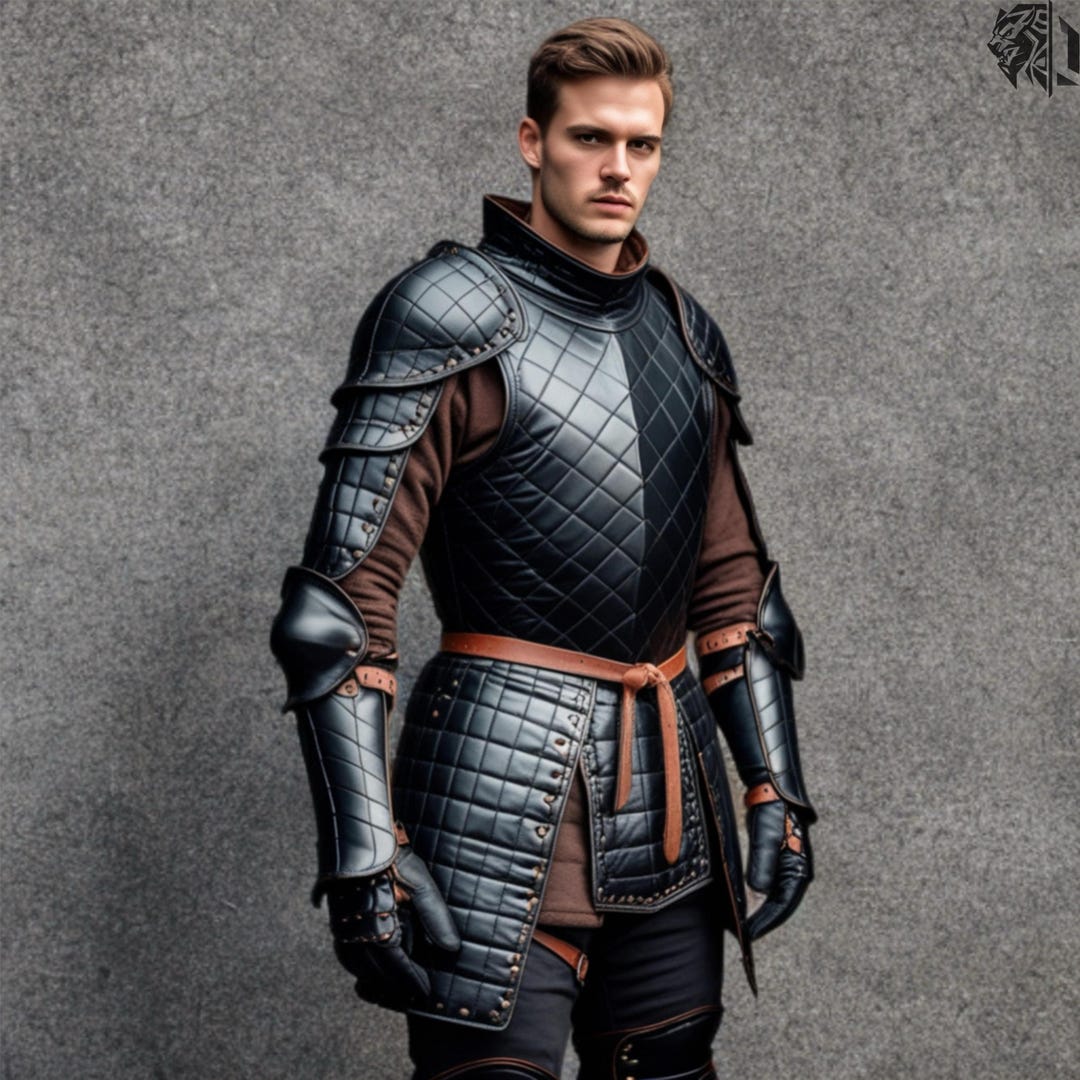 Handmade Black Quilted Leather Armor Set. Genuine Medieval Chest Plate ...