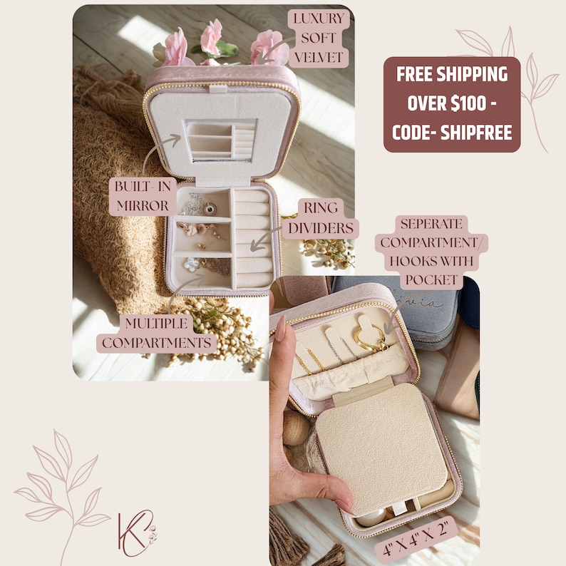 Personalized Velvet Travel Jewelry Box – Bridesmaid Gift - Etsy Canada