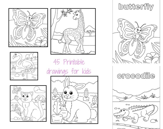 10 Coloring Pages for Children - Wild Animals Edition - Etsy Canada