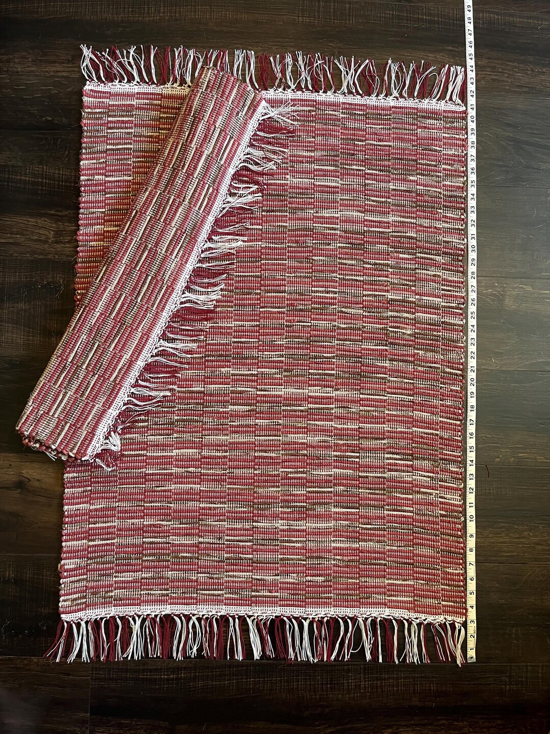 Hand Loomed Rag Rug- Farmhouse, Cottagecore, Rose/olive Multicolored - Etsy