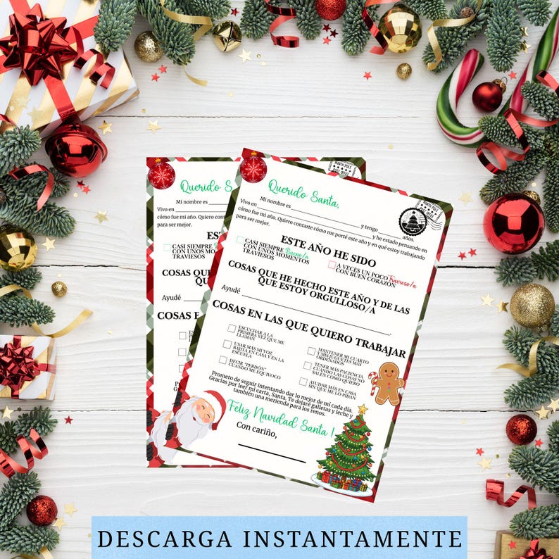 Carta Para Santa Imprimible – Lista De Deseos Para Niños, Descarga ...