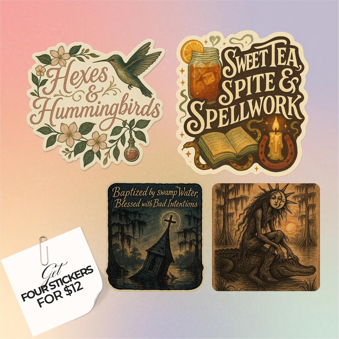 Swampwater Saints Sticker Set • Southern Gothic Swamp Witch Vinyl ...