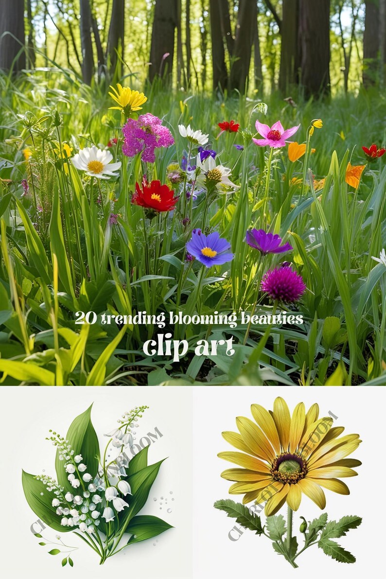 Watercolor Flower Clipart: 20 PNG Floral Illustrations (digital ...