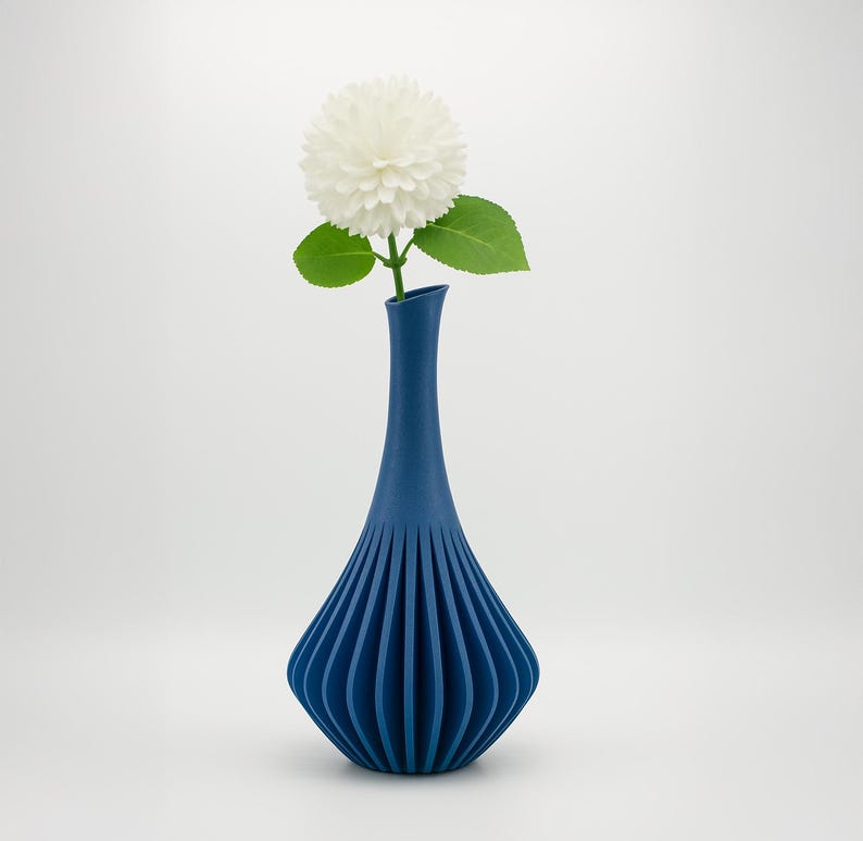 3D Printed Vase: Minimalist Pleated Decor, Modern Flower Pot - Etsy