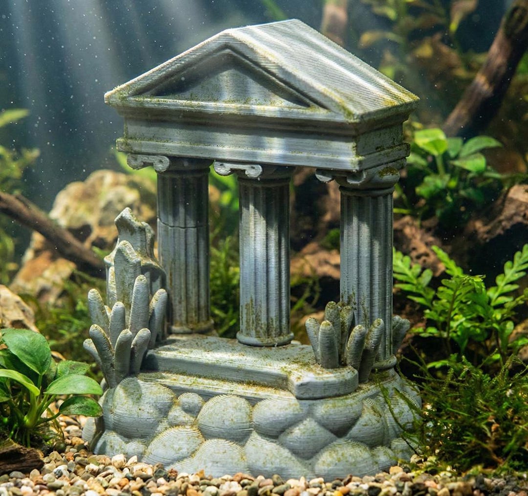 3D Printed Ancient Ruins Decor, Aquarium Ornament: Fish & Shrimp Hide ...