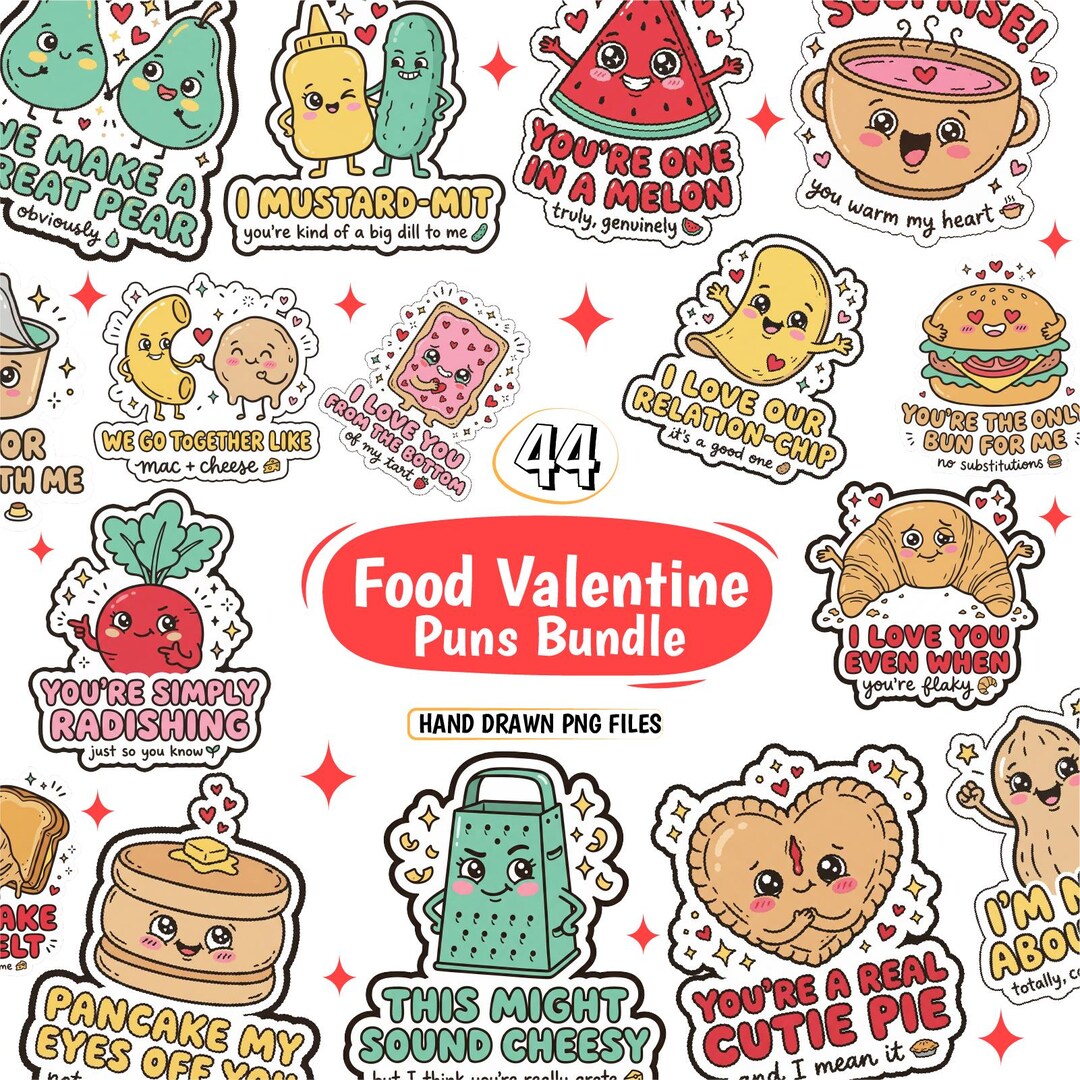Food Valentine Puns PNG Bundle | Funny Corny Quotes Sublimation Clipart ...