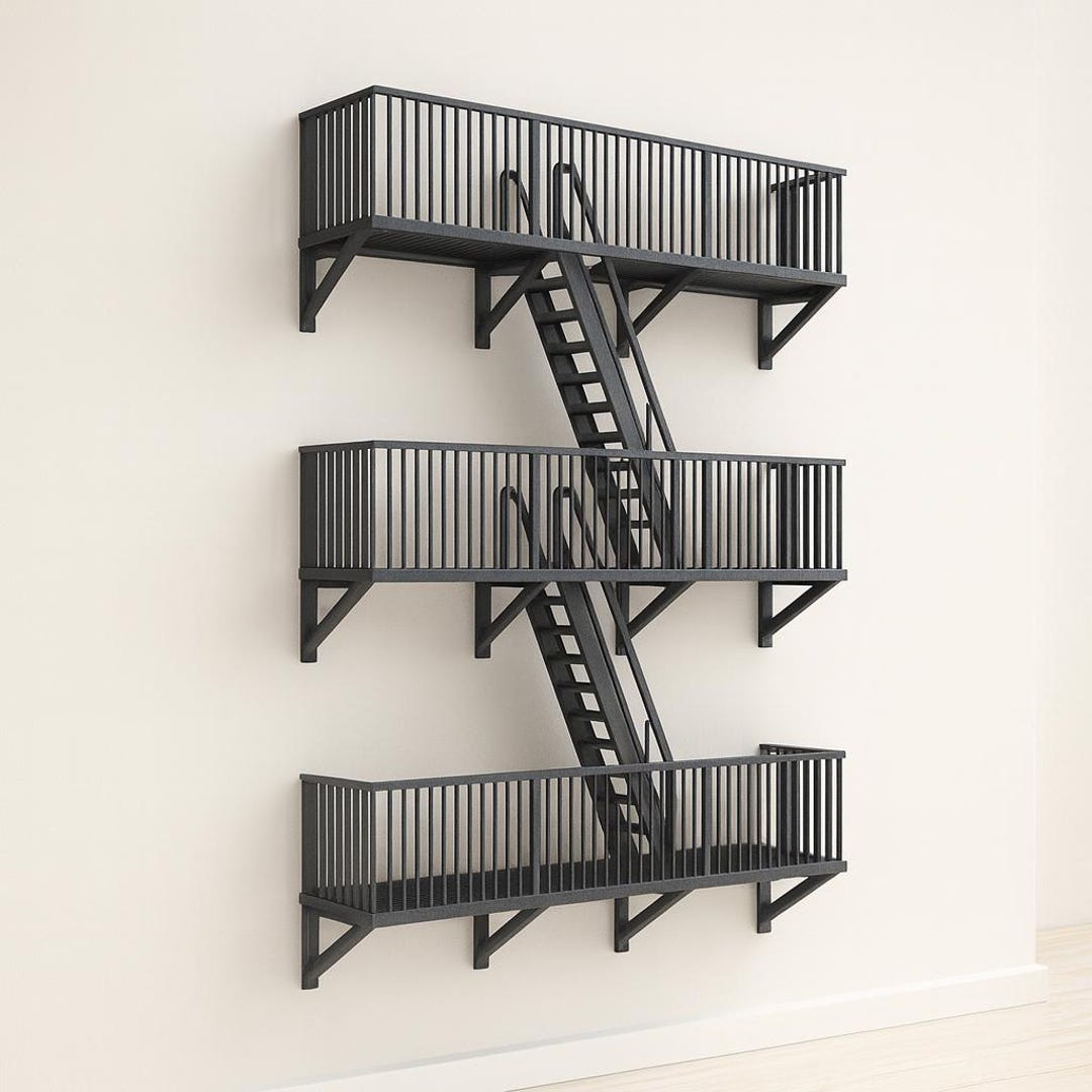 Fire Escape Balcony STL File – 3D Printable Exterior Staircase Model ...