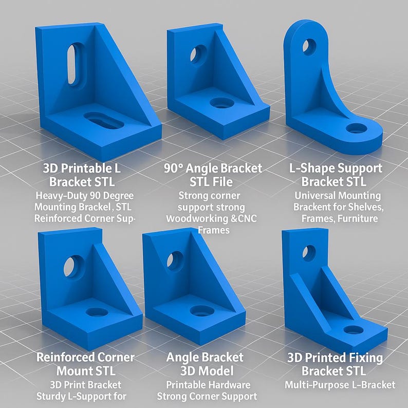 L Bracket STL Bundle – 3D Printable Corner Brackets, Strong Reinforced ...