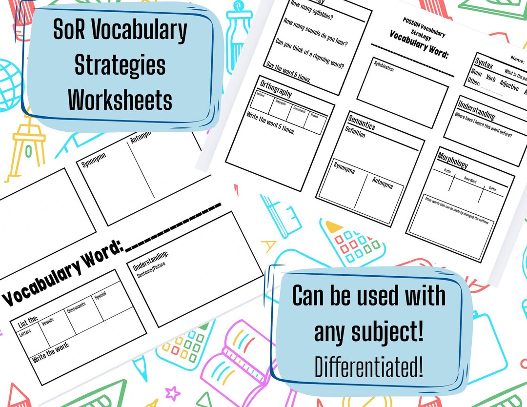 Sor Vocabulary Worksheets - Etsy