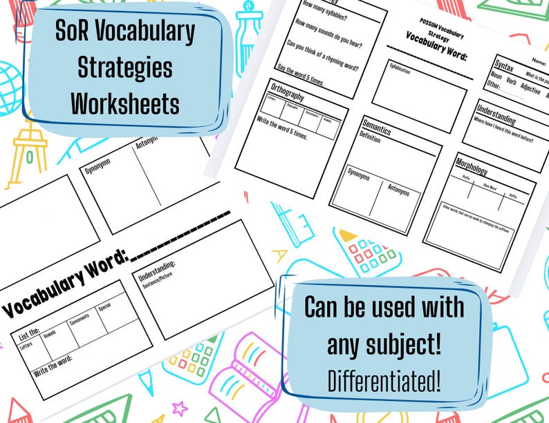 Sor Vocabulary Worksheets - Etsy