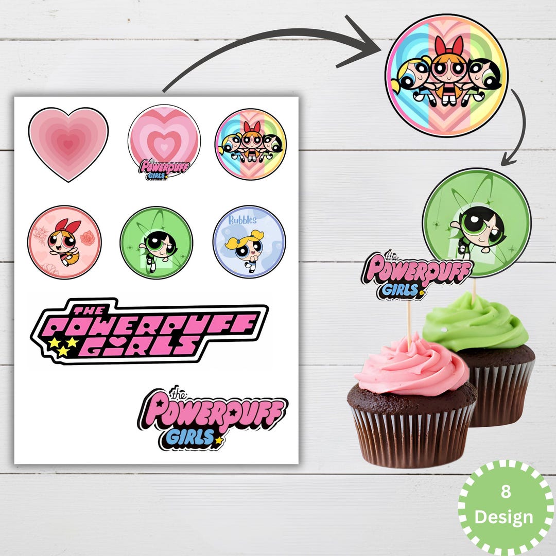 Powerpuff Girls Cupcake Cake Toppers Party Props and Decor for 90s ...