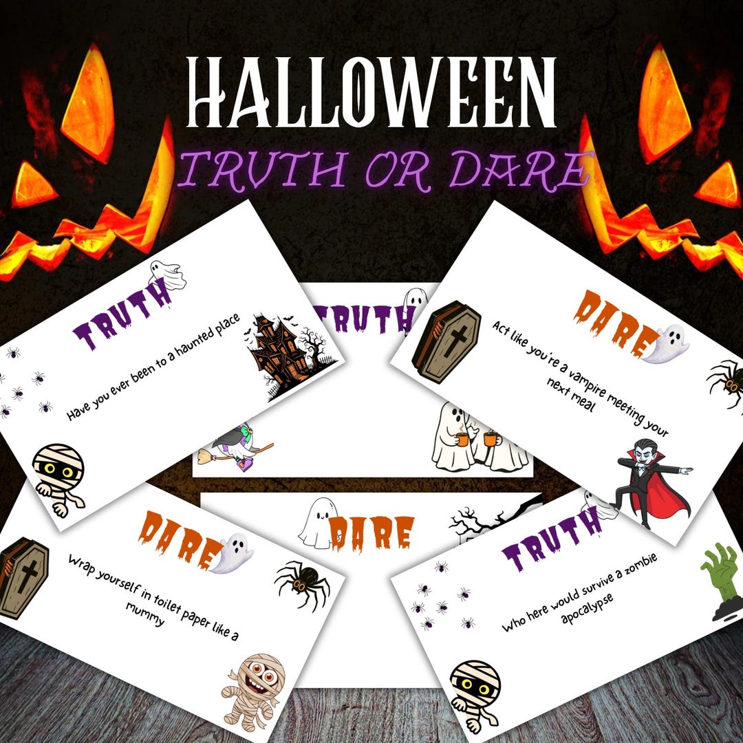 Halloween Truth or Dare Game Family Game Time Spooky Party Games Cards ...