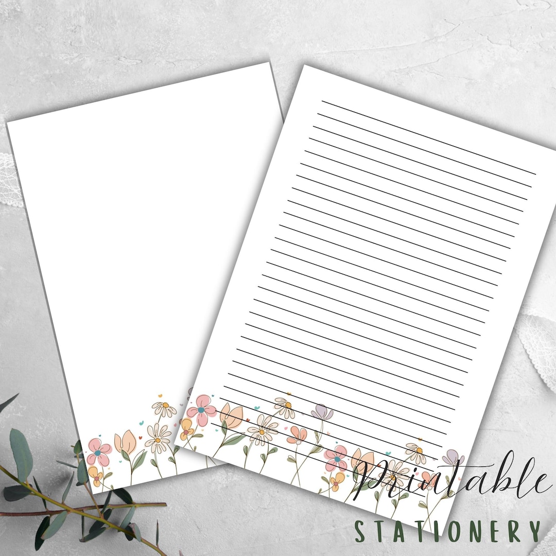 Printable Stationery, Aesthetic Floral Writing Paper. Minimal Design ...