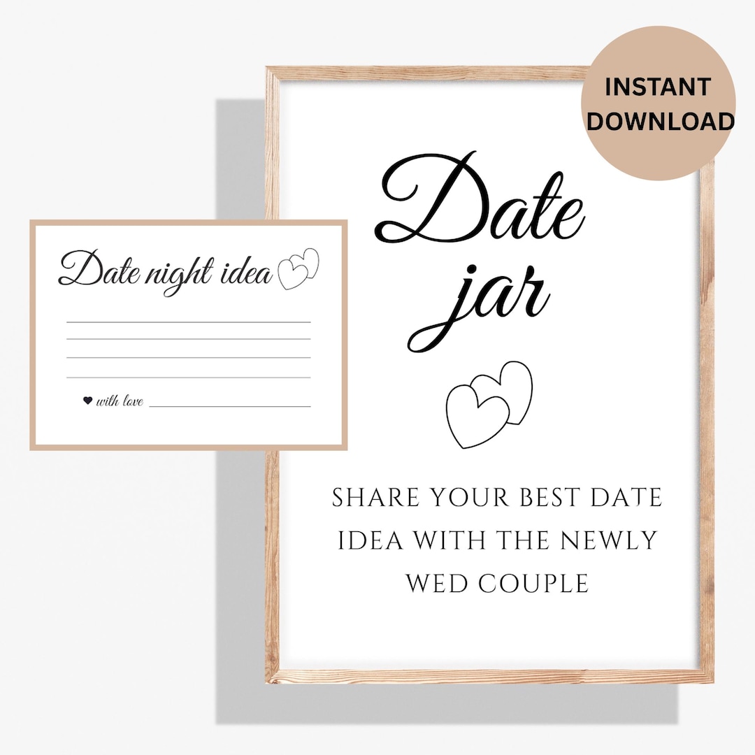 Date Jar, Bridal Shower Date Jar Ideas, Bridal Shower Game, Date Ideas ...