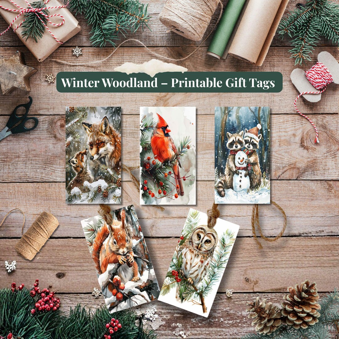 Whimsical Woodland Animals Printable Gift Tags,pdf or JPG, 5 Watercolor ...
