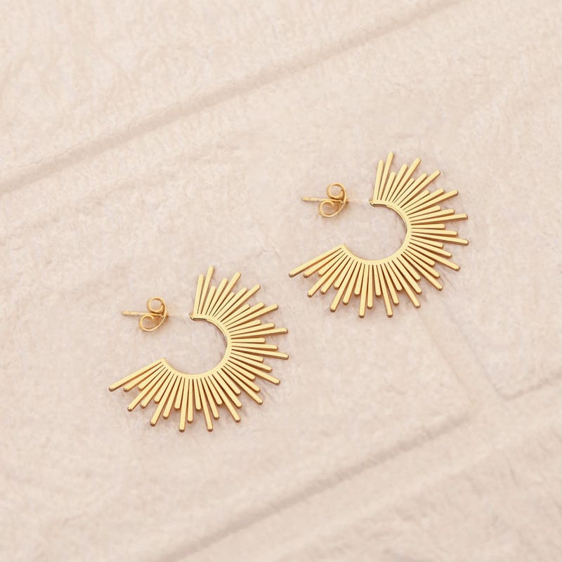 Gold Sun Earrings Half - Etsy