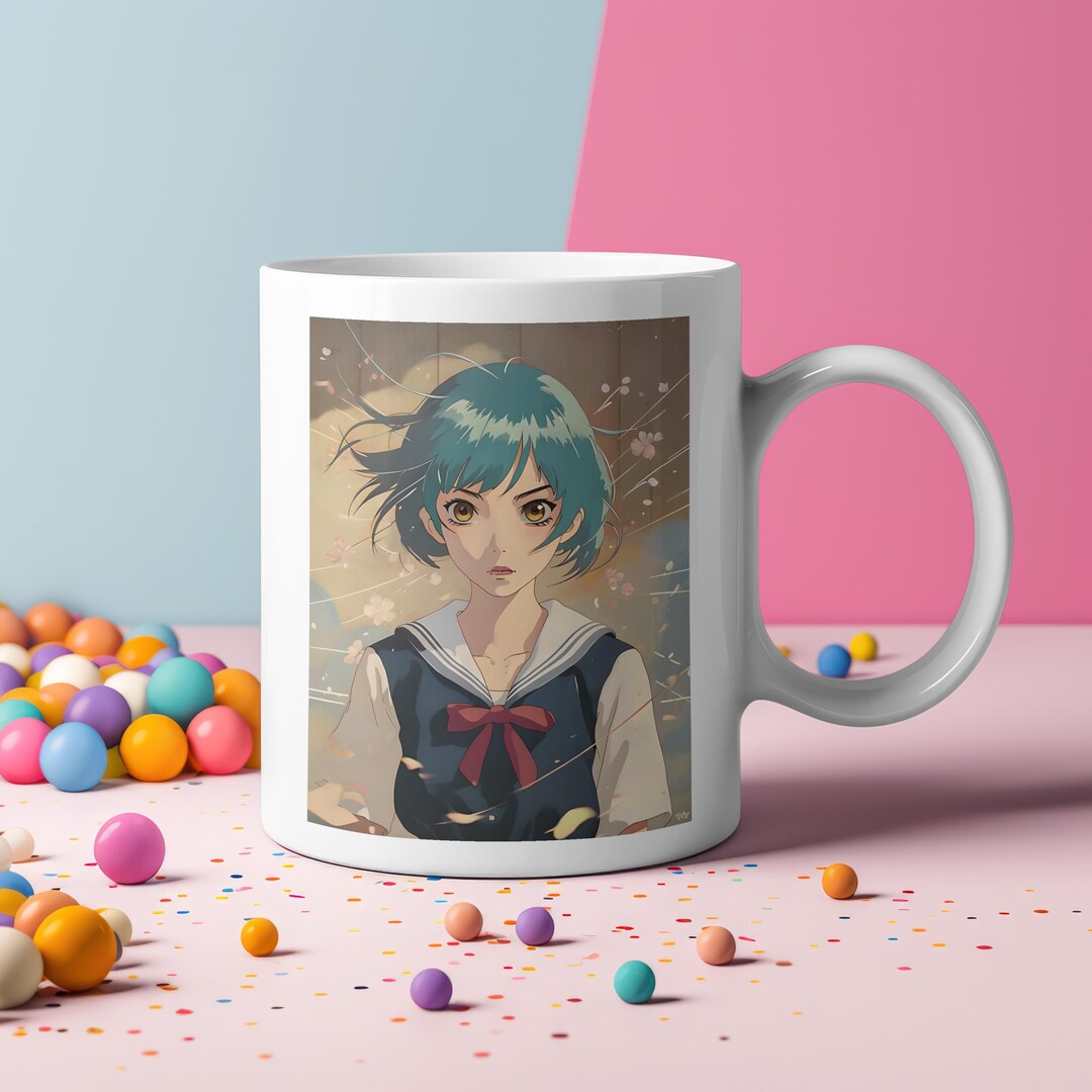 Ghibli Anime Manga Girl Design Mug, Japanese Anime Graphic Design ...