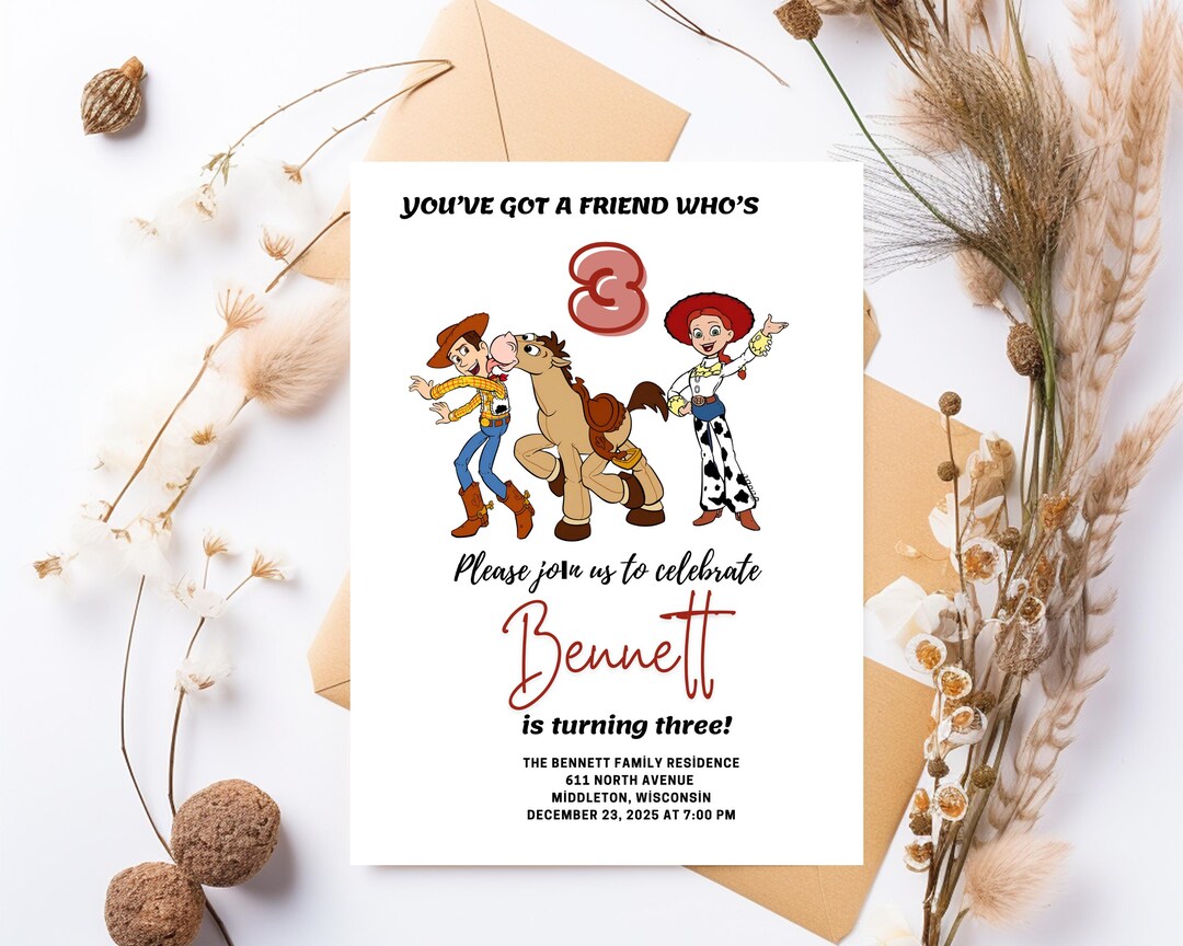 Kids Birthday Invitation, Toy Story Birthday Invitation, Editable and ...