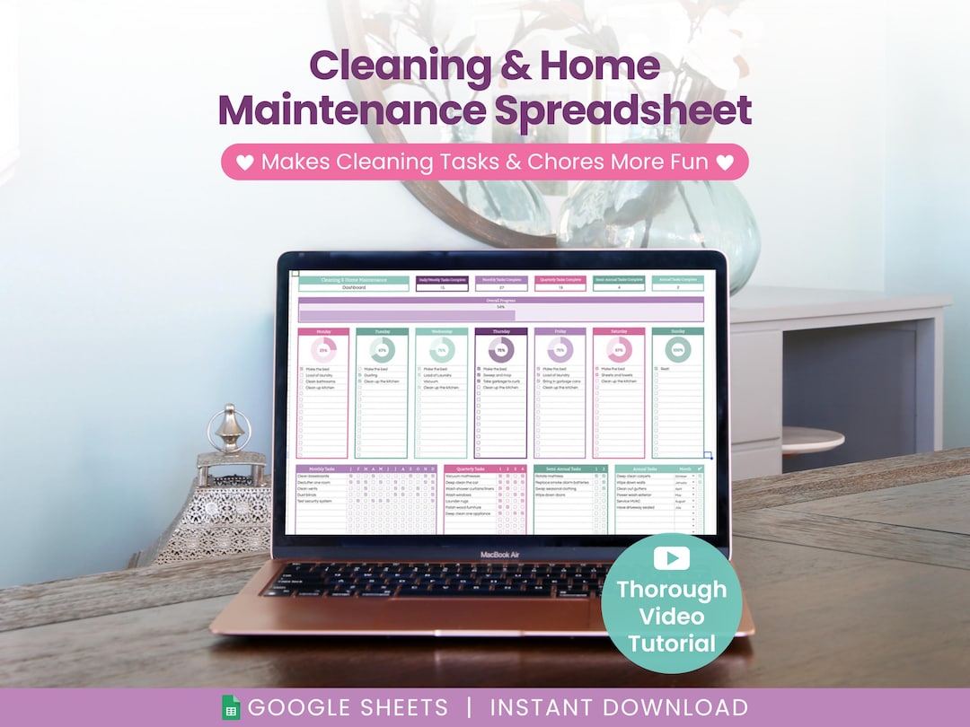 Cleaning Schedule Spreadsheet: Home Maintenance Planner for Google ...