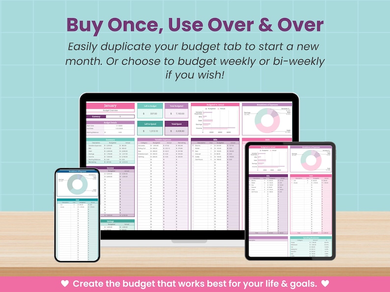 Simple Budget Spreadsheet: Google Sheets Budgeting Planner (digital ...