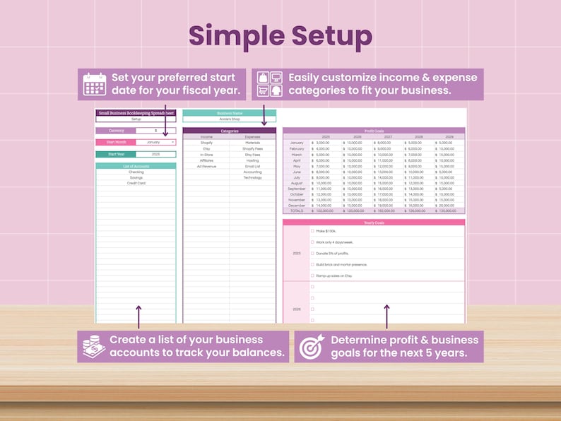 Small Business Bookkeeping Spreadsheet: Income & Expense Template for ...