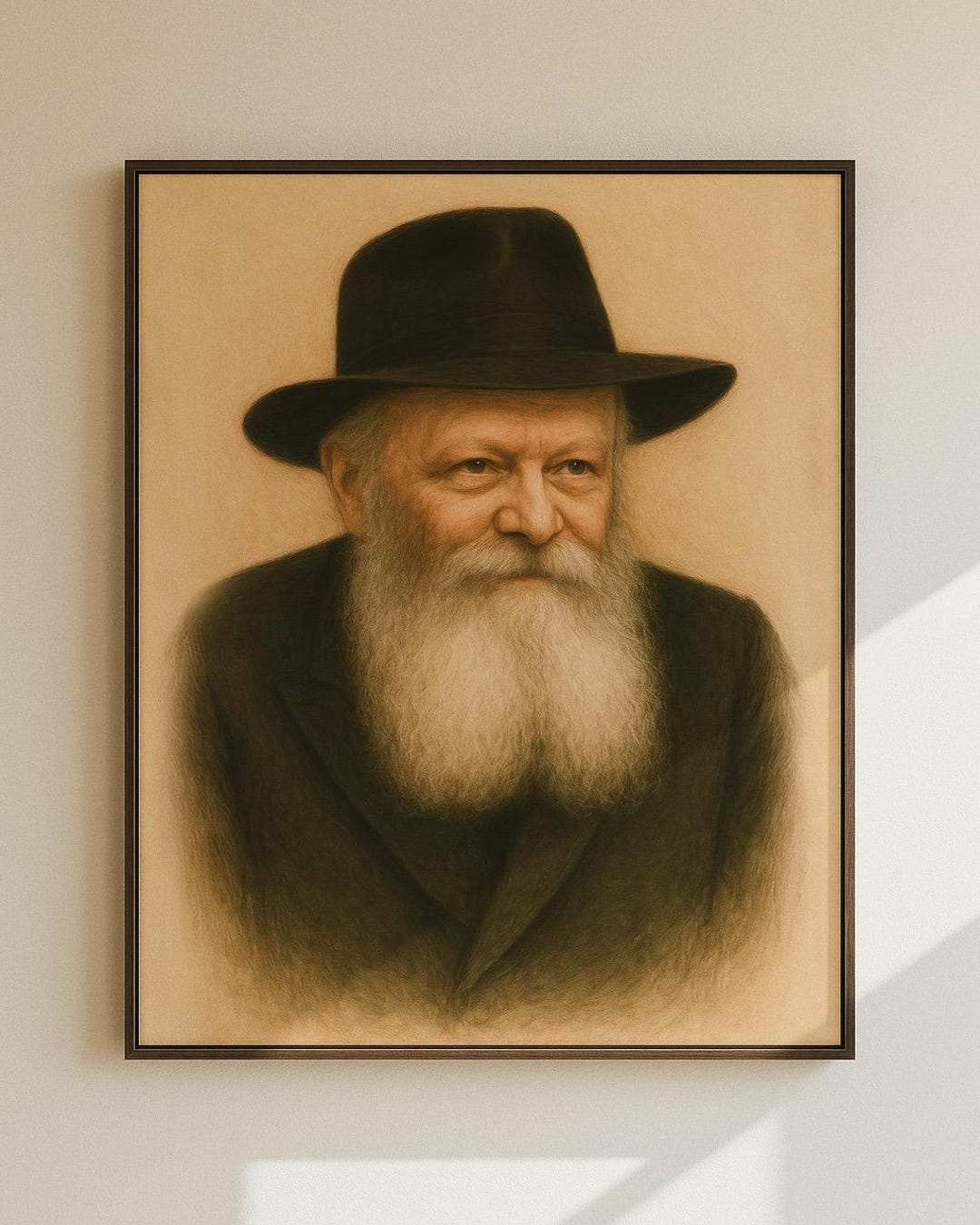 Rebbe Menachem Mendel Schneerson, Rabbi Print on Canvas, Hasidic Art ...