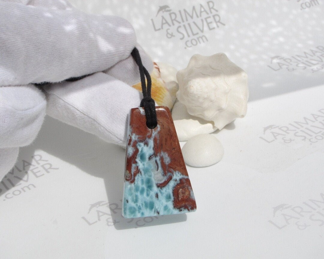 Larimar Trapeze Bead, Lava in the Sea, Aquamarine Burgundy Larimar ...