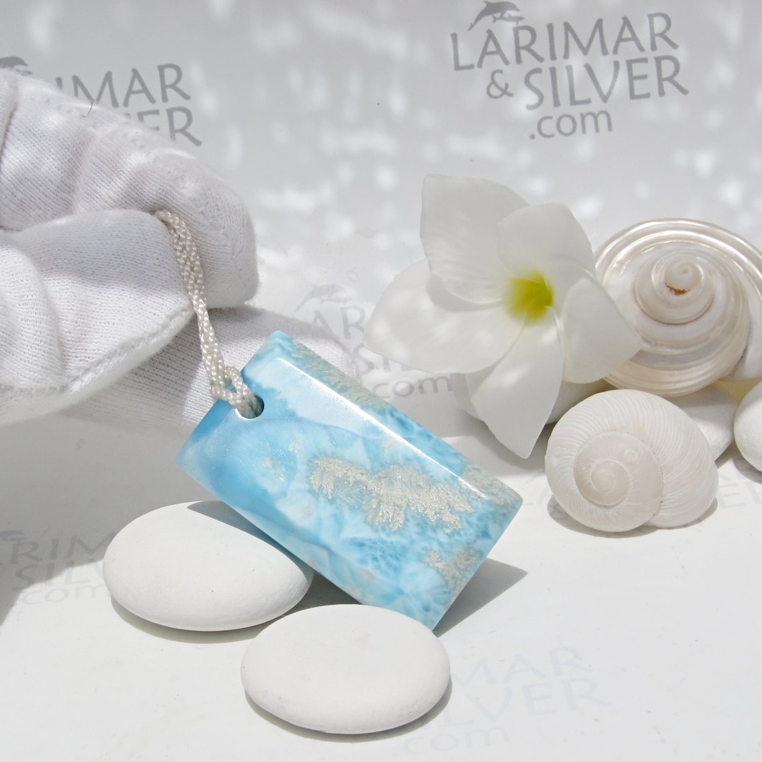 Sandy Faceted Larimar Stone Bead, Fjords of Atlantis, Reversible ...