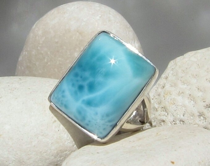 Larimar Square Ring Size 8 1/4 Mermaid Tales, Fabulous Translucent ...