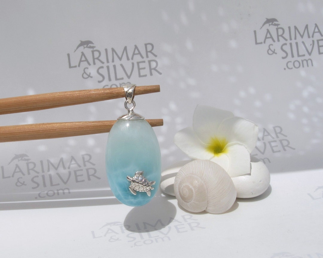 Open Ocean Aquamarine Larimar Pendant, Tales of the Lone Turtle 20 ...