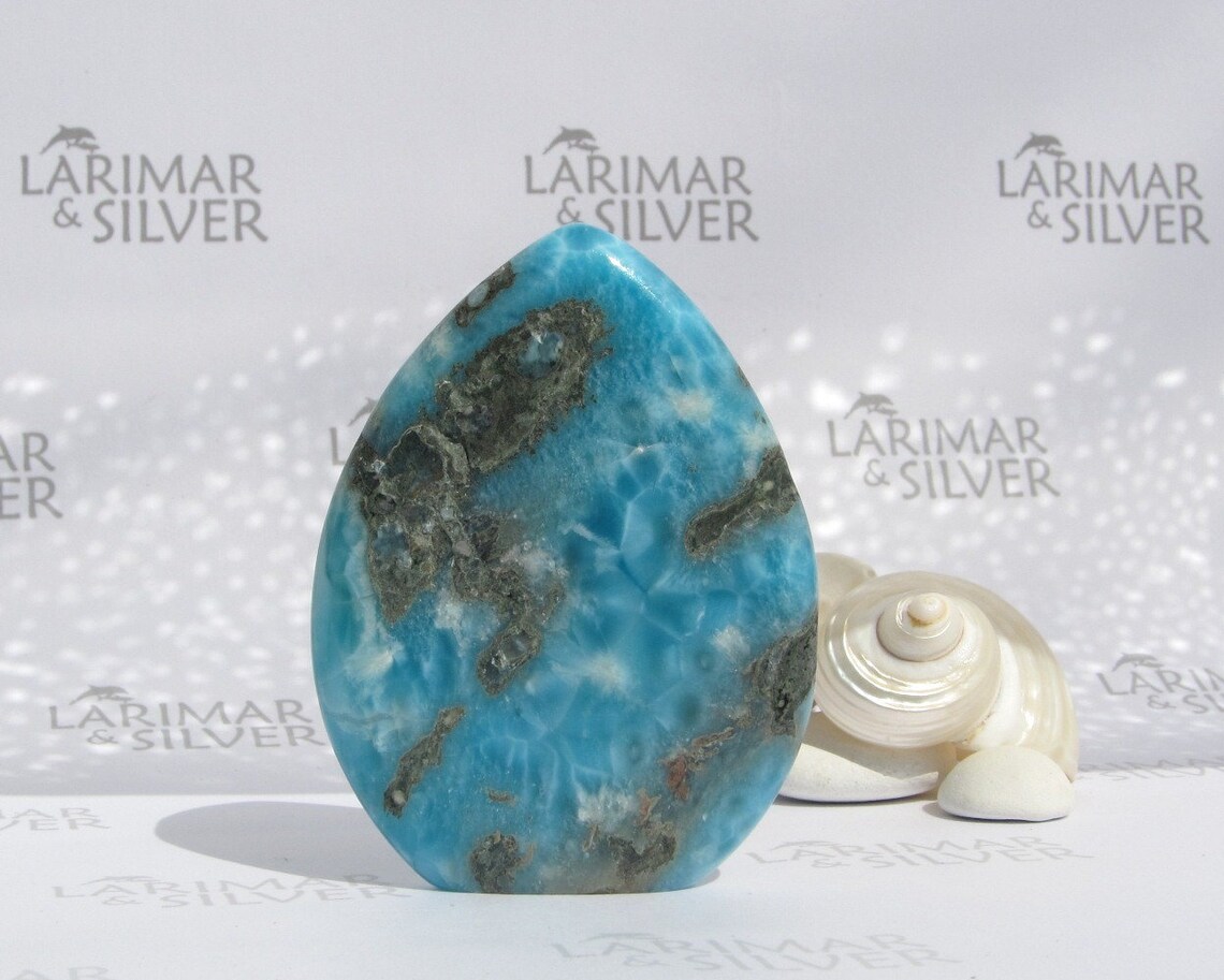Egg shaped Larimar stone by Larimarandsilver Blue Dragon Egg | Etsy