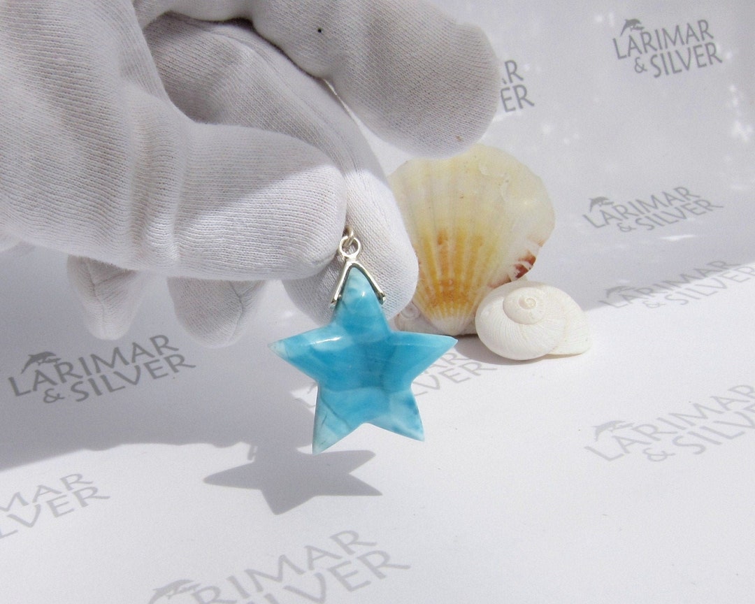 Carved Turquoise Star Shaped Pendant, Mermaids Shooting Star Larimar ...