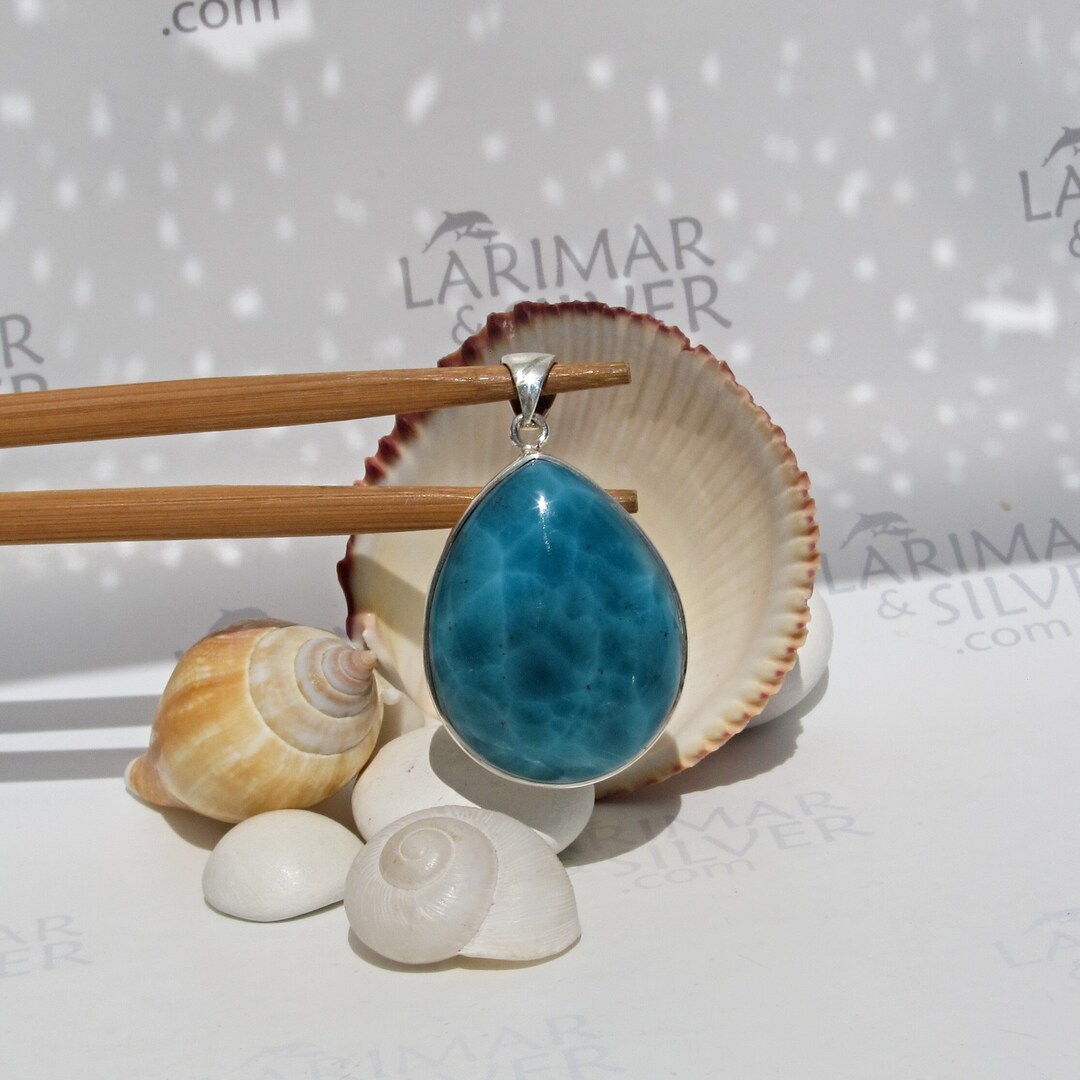 Rare Emerald Green Pendant, Tear in the Abyss Larimar Teardrop Pendant ...