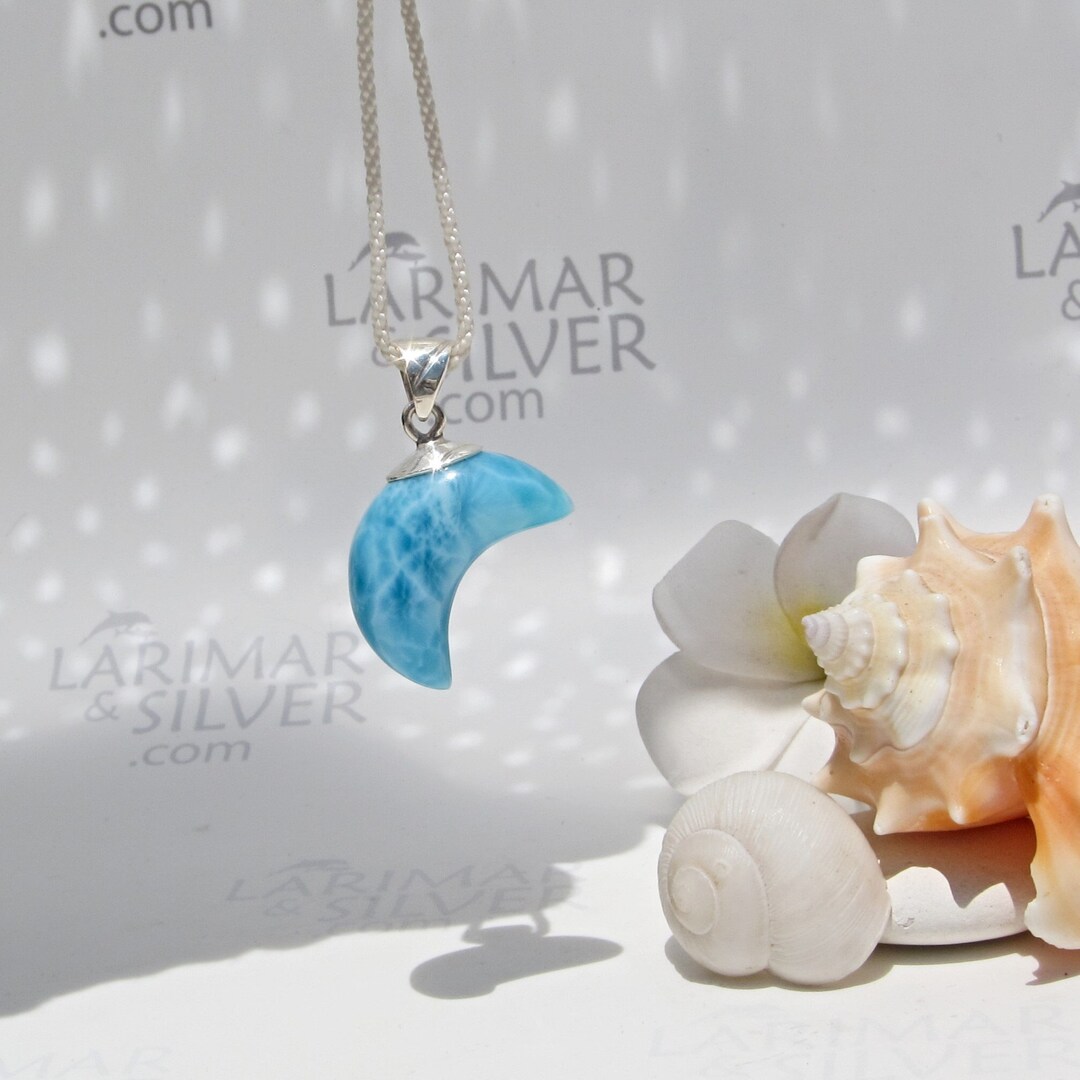 Caribbean Turquoise Blue Crescent Pendant, Horn of the Moon - Vibrant ...