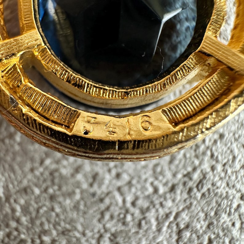 Sphinx Vintage Pendant Necklace: Gold Plated Blue Glass Crystal ...