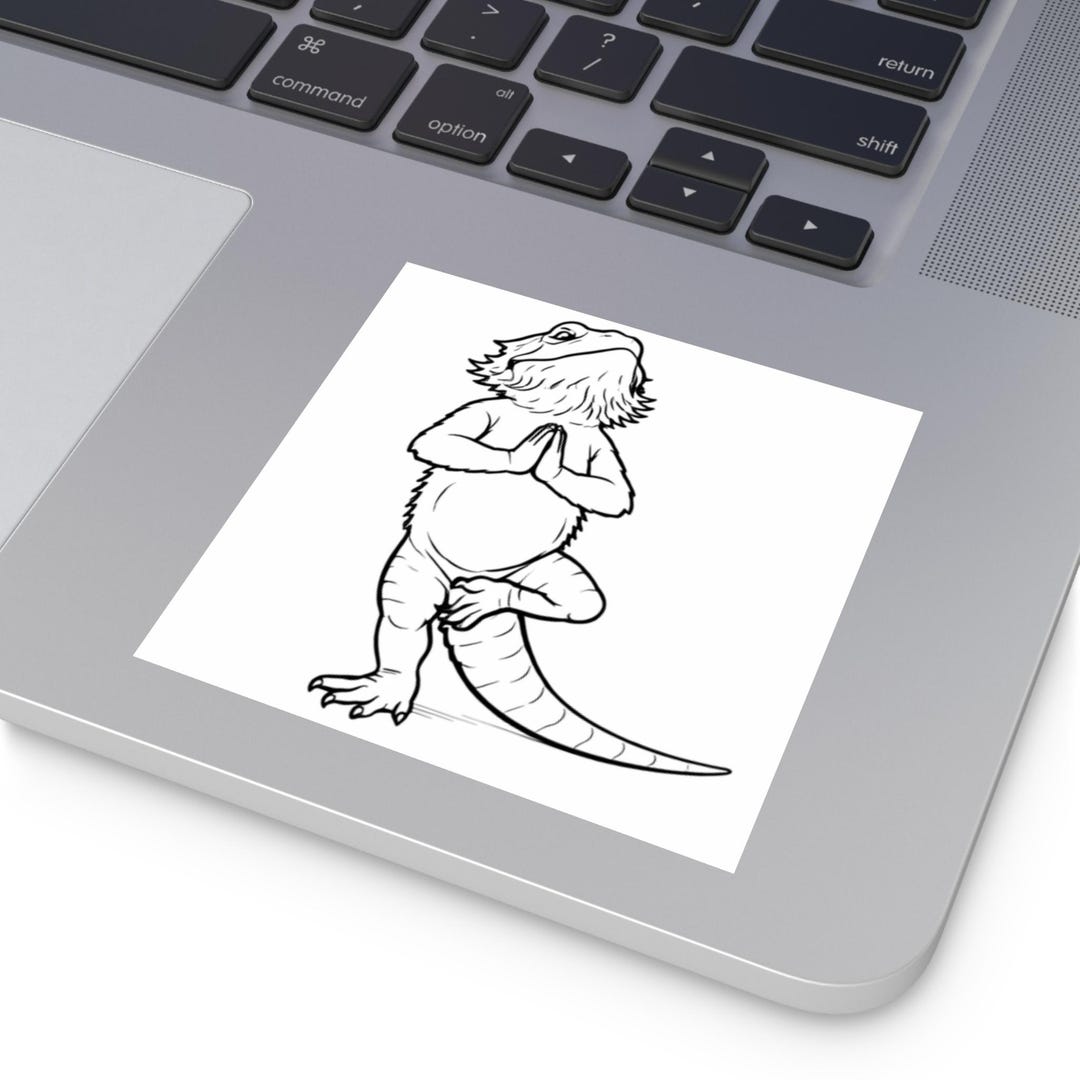 Bearded Dragon Yoga Pose Sticker | Square Sticker, 2x2, 4x4, or 6x6 ...