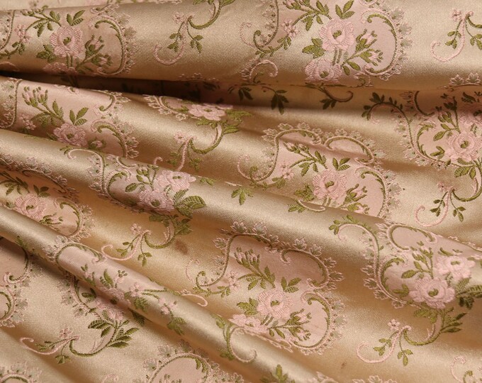 Rare Lush 19th Century Antique Silk Brocade Mauve Tan Lampas Fabric ...